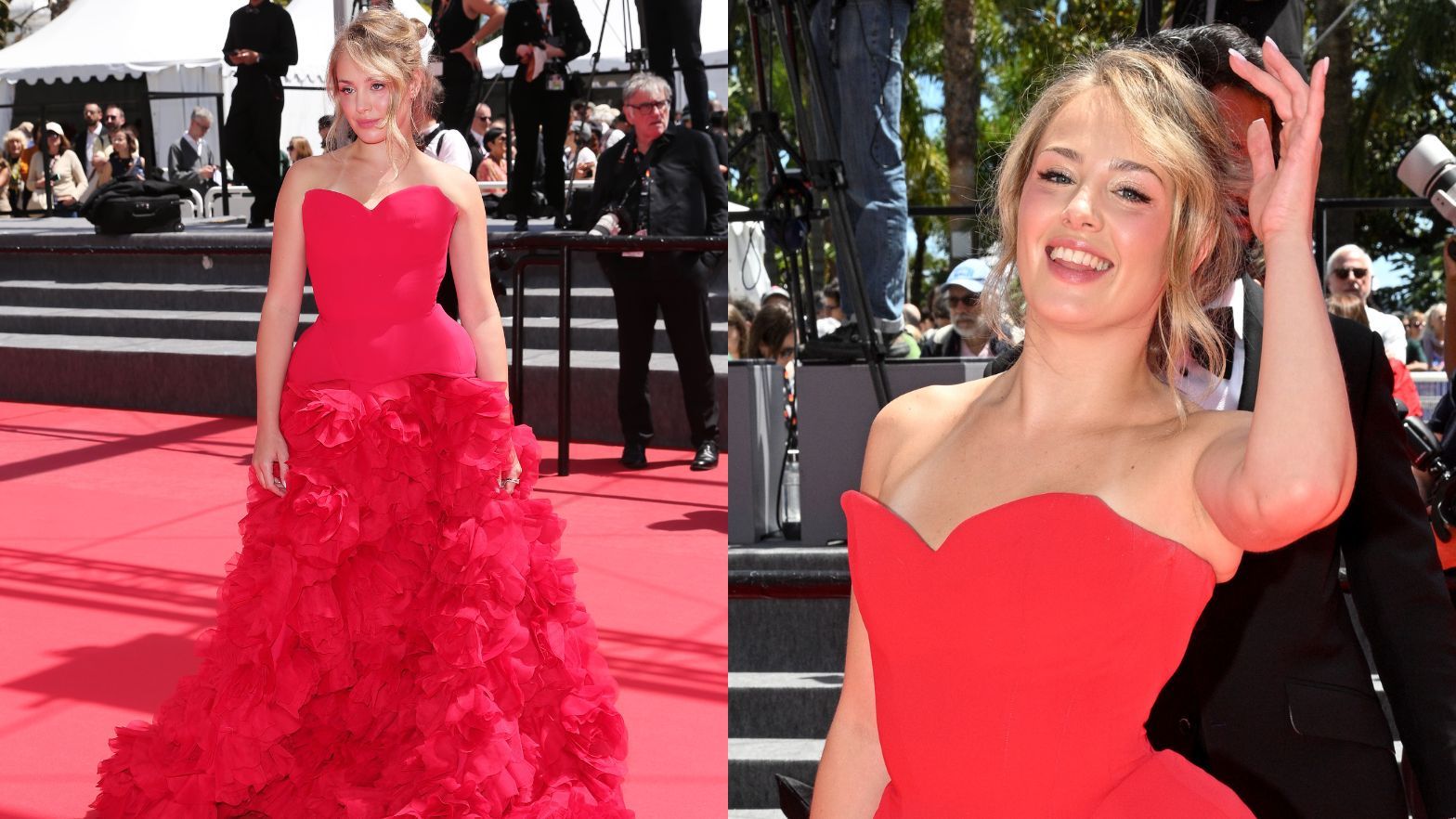 Wiktoria Gąsiewska w krwistoczerwonej sukni przesyła uśmiechy z Cannes ...