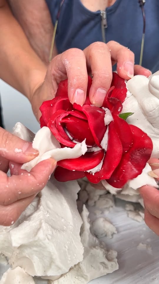 Mother and daughter rose hand mold keepsake