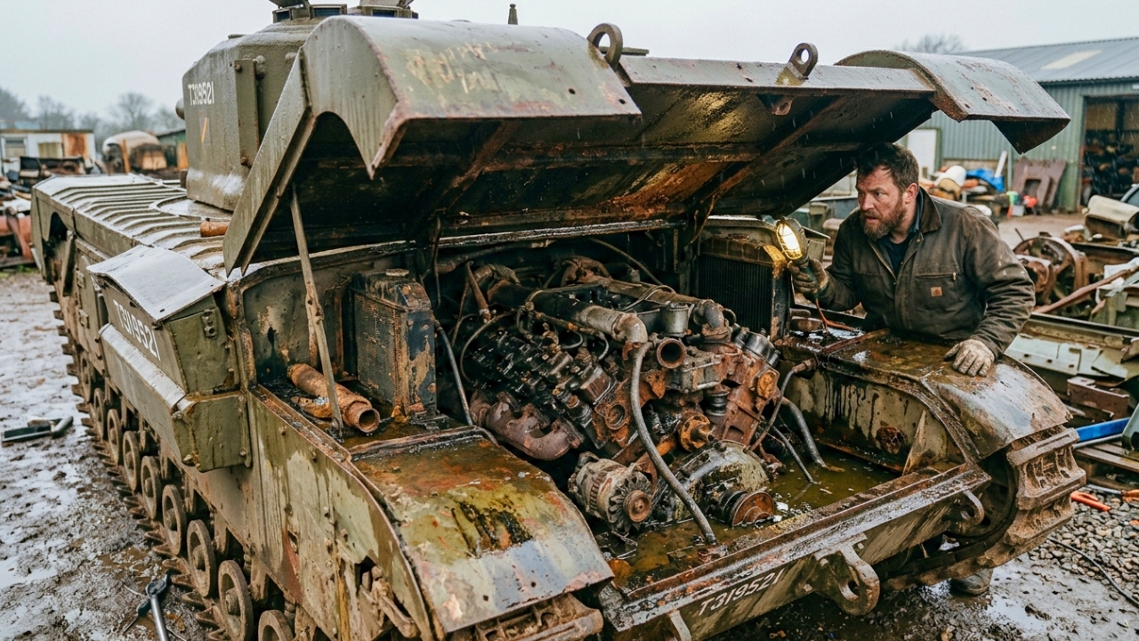 Churchill tank restoration reveals a troubled engine bay