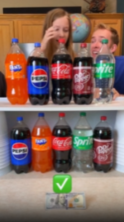 Giant soda bottle matching challenge