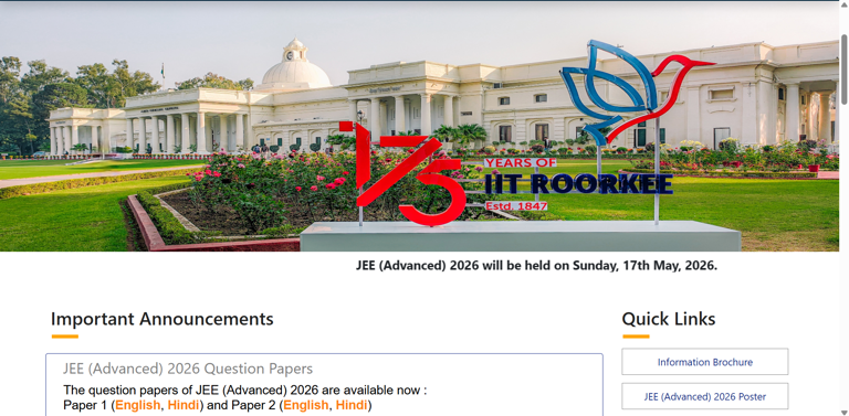 JEE Advanced 2026: IIT Roorkee releases question papers at jeeadv.ac.in ...