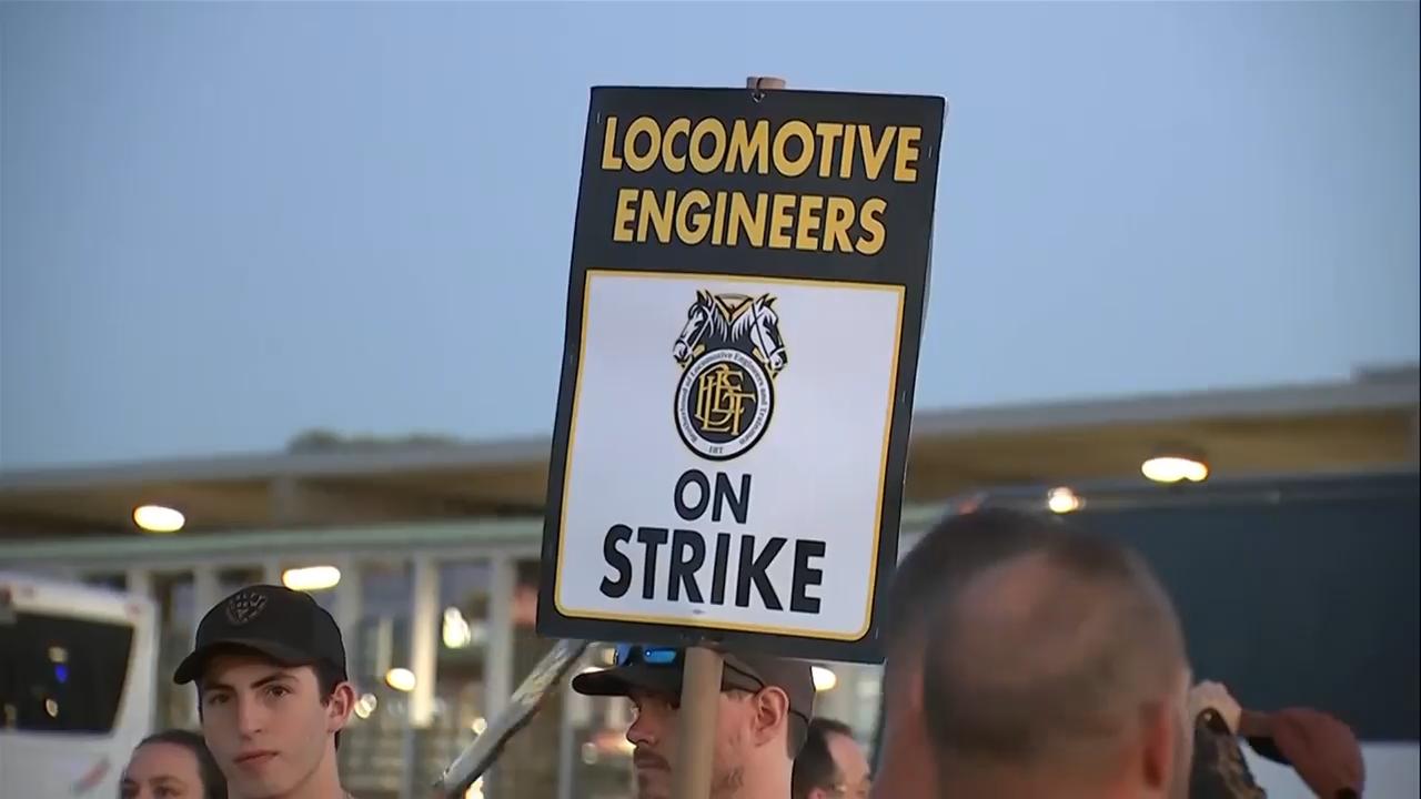 Workers form picket lines as strike shuts down the largest US commuter ...