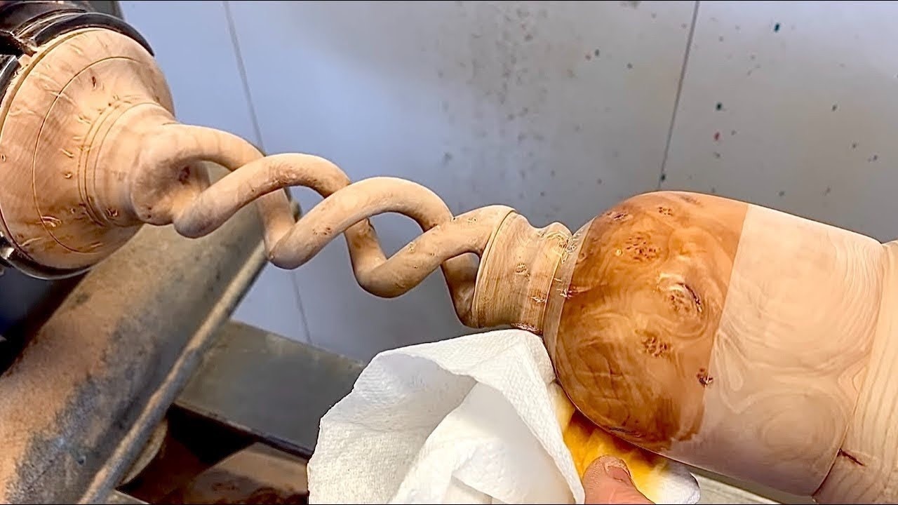 Watch this apple burl become a twisted decorative chalice