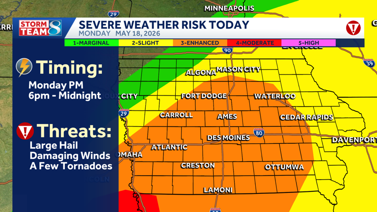 Iowa weather: Storms move east Sunday night, more expected Monday evening