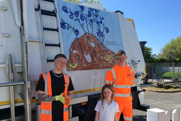 Children design colourful artwork for new food waste trucks