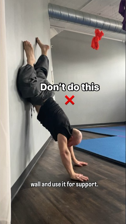 Chest-to-wall handstand beginner tip to improve balance quickly