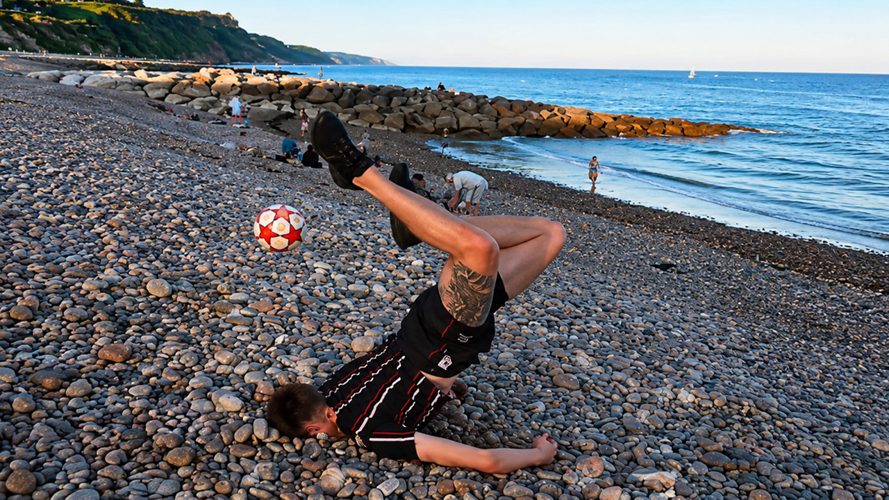 Bekijk hoe deze backflip op het strand eindigt in een harde landing op ...