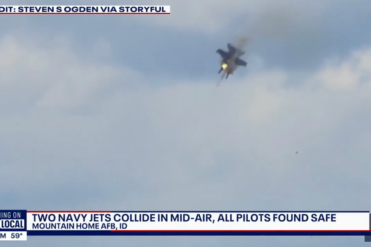 Two military jets collide and cause fiery crash during Idaho air show