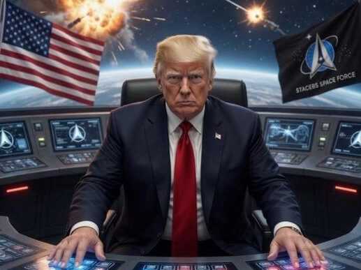 Donald Trump 'walks with alien' and 'blows up targets from space' in ...