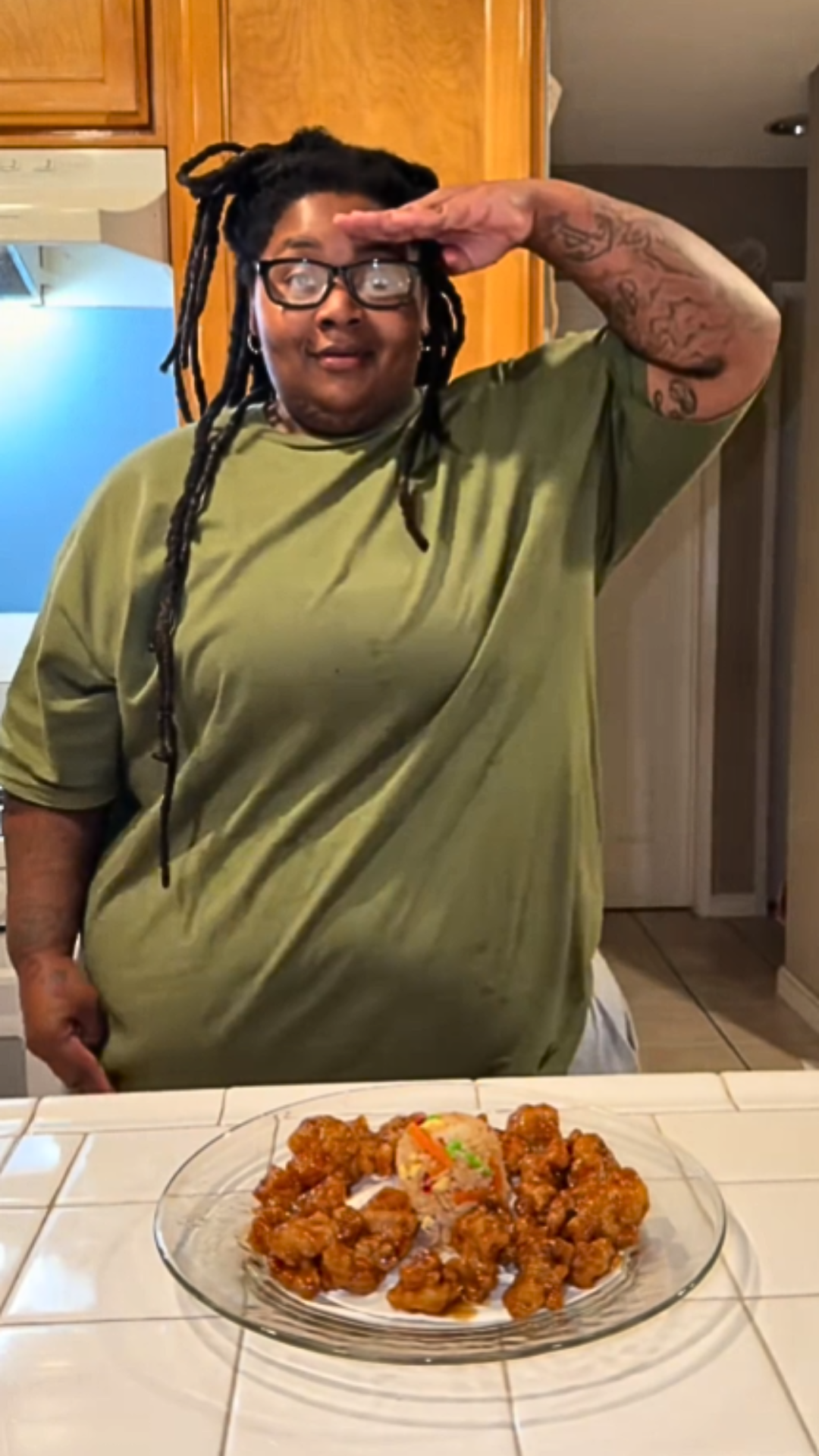 Orange chicken with chicken fried rice meal
