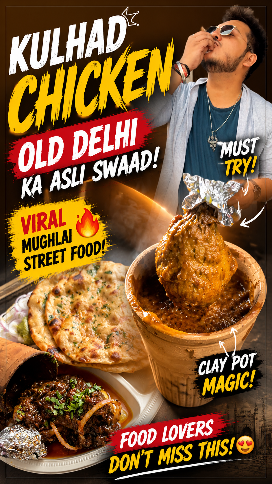 Kulhad chicken Delhi India | Old Delhi Mughlai street food viral must ...
