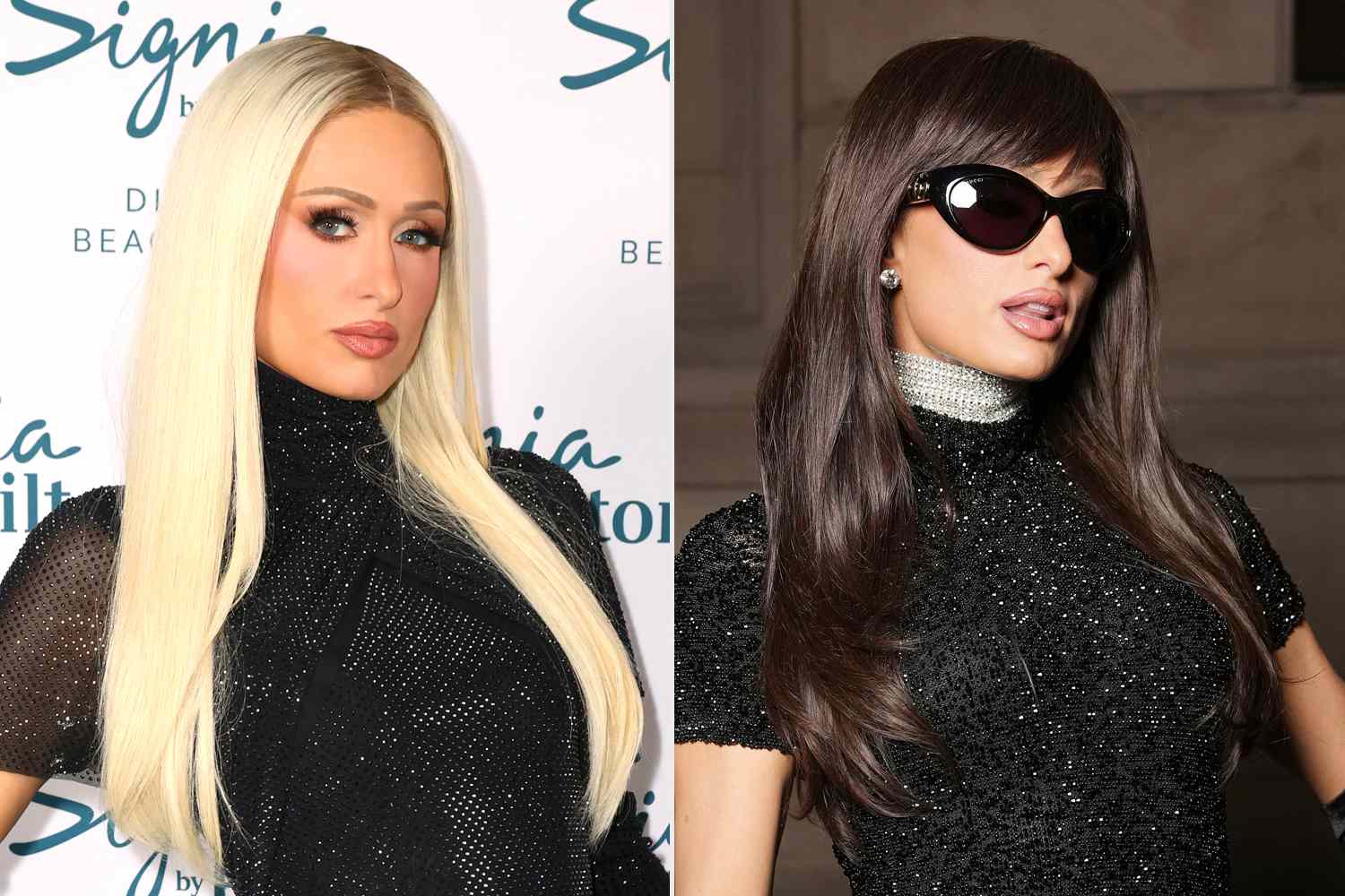 Paris Hilton debuts shocking brunette hair transformation during Gucci ...