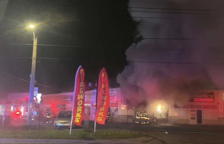Vehicle crashes into Toronto fireworks store, causes 4-alarm fire
