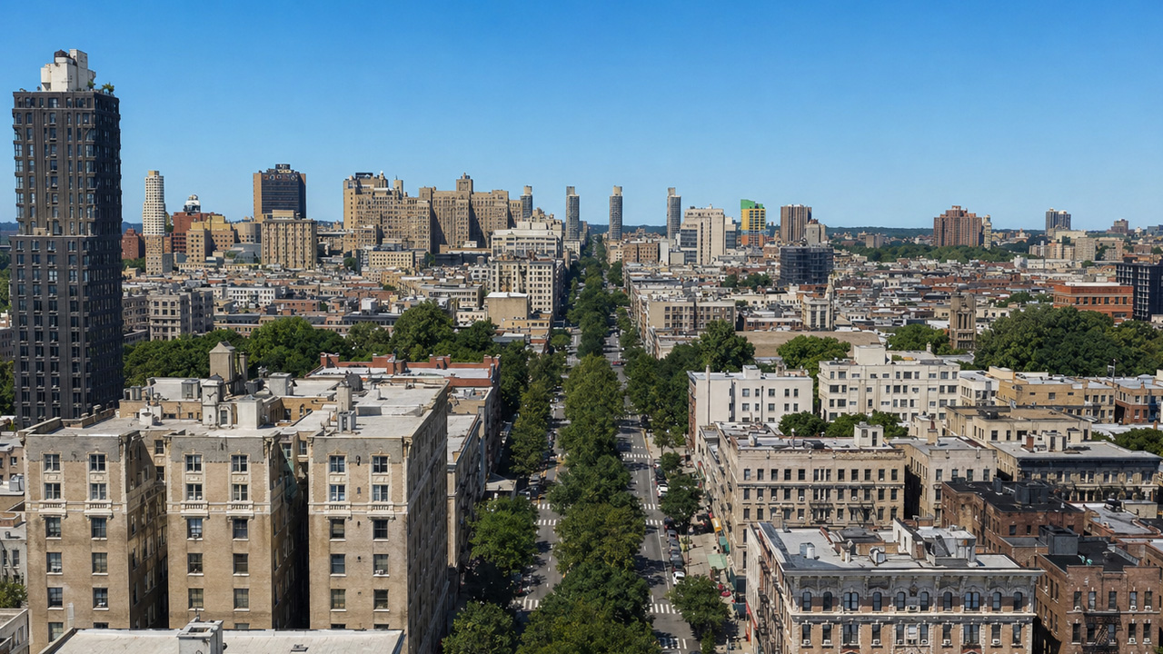 Broadway Avenue cutting through New York’s urban grid