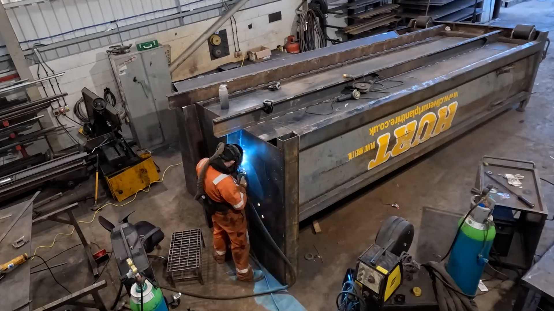 Heavy dumper body fabrication and industrial welding workshop