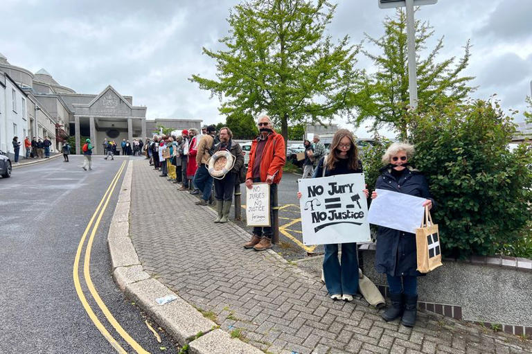 Truro Crown Court protest against plans by government to scrap jury trials