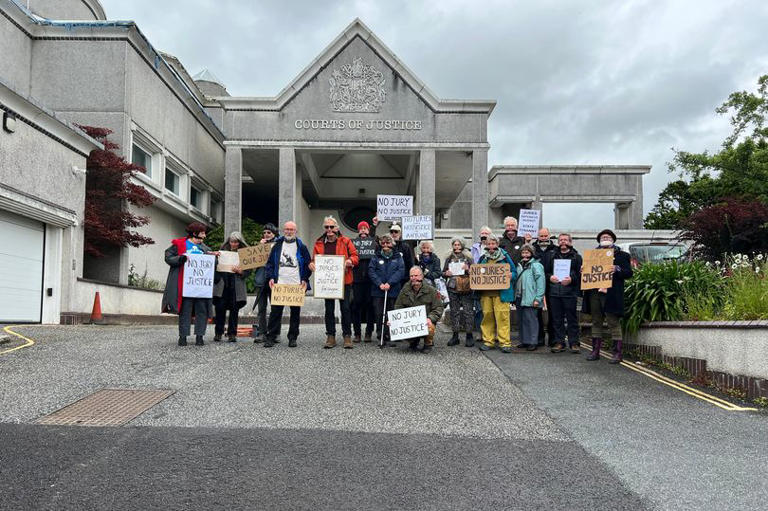 Truro Crown Court protest against plans by government to scrap jury trials