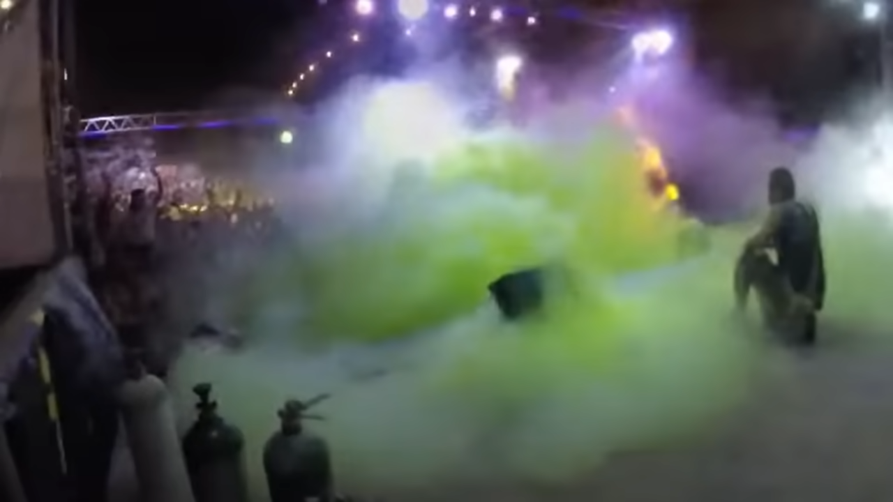 The party cloud turned orange - then the entire crowd was on fire