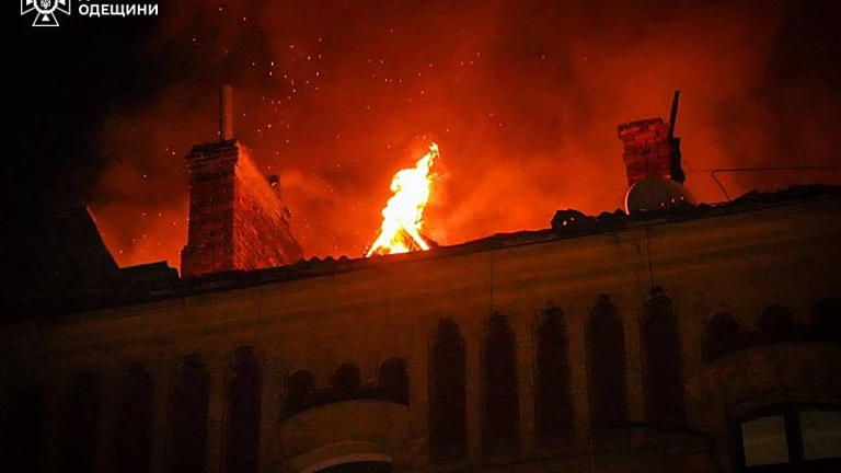 Fires and damaged buildings after massive Russian drone attack