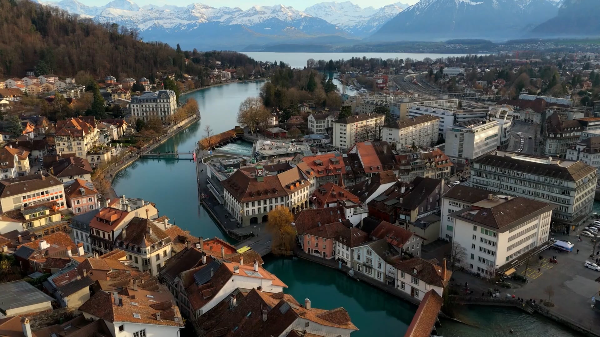 Thun's medieval charm: Drone views of Swiss Alpine splendor - Worldwide