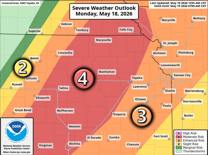 NE Kansas preps for severe storms; area under flood watch