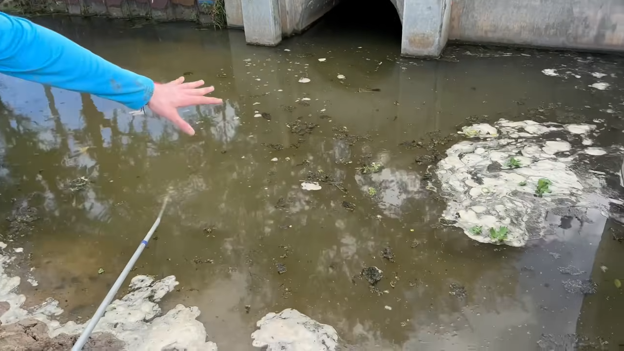 He stepped into toxic water and find hidden tunnel full of deadly fish