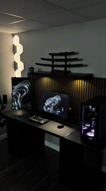 Minimal black setup gaming rig