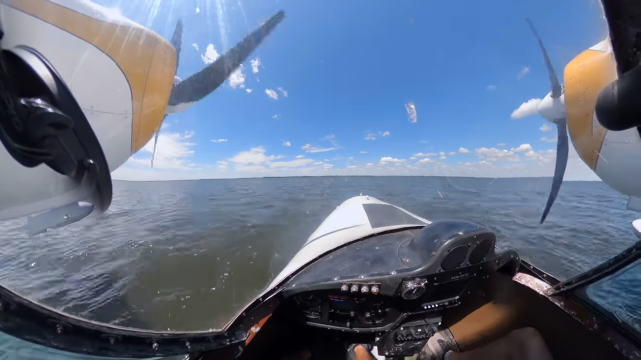 Watch a pilot slam a flying boat directly onto the water