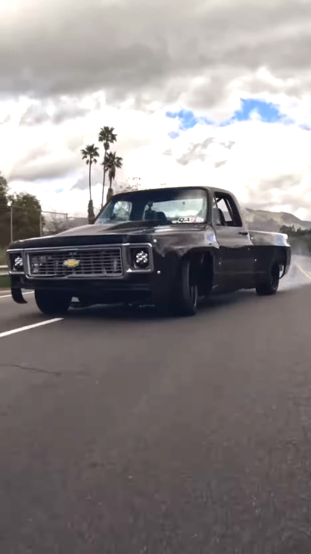 Classic Chevy C10 turns into a sideways drift machine