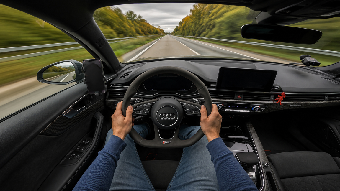 Audi RS4 Competition Plus tested at top speed on an unrestricted autobahn