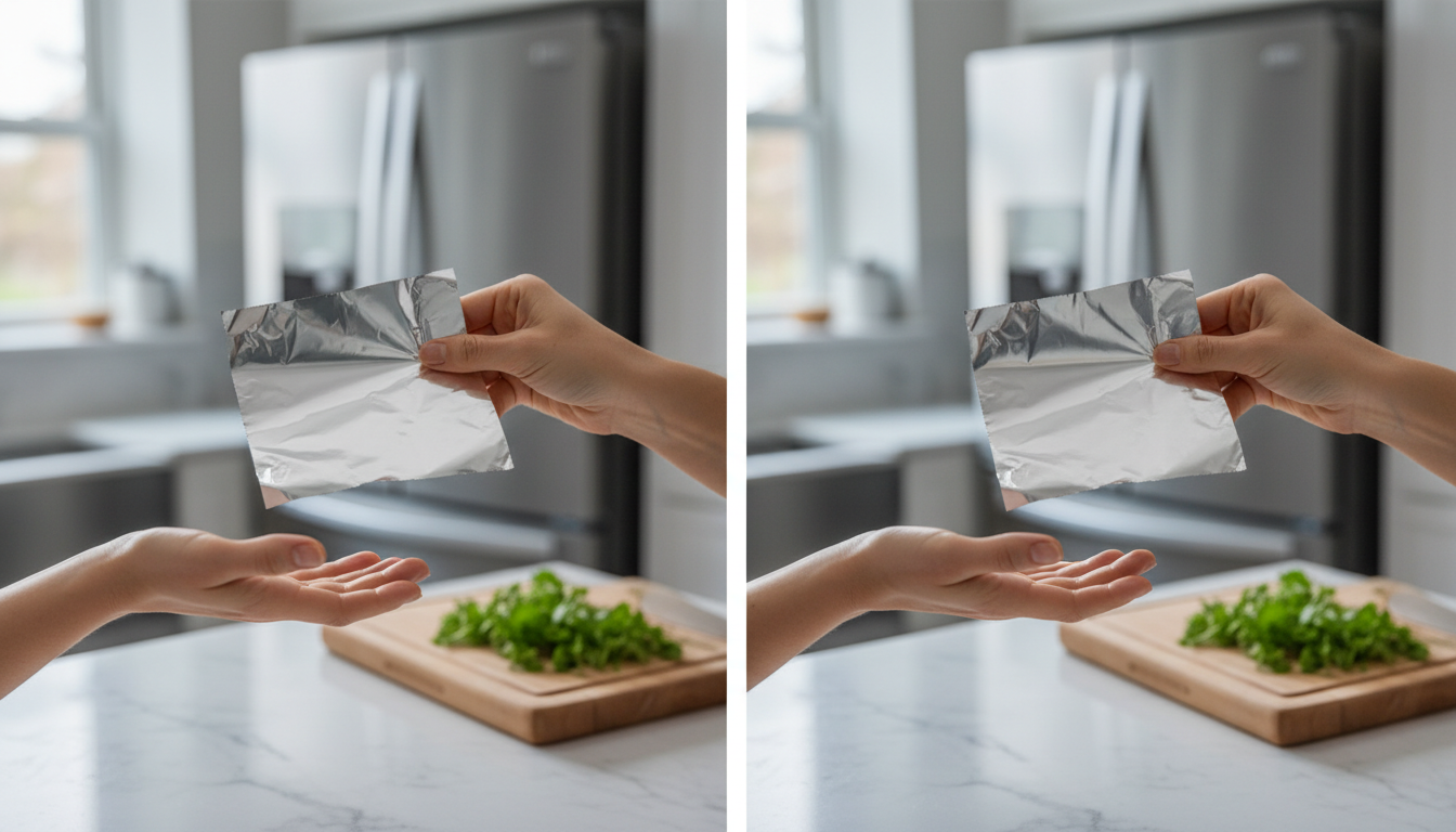 Should you use aluminum foil shiny side up or down?