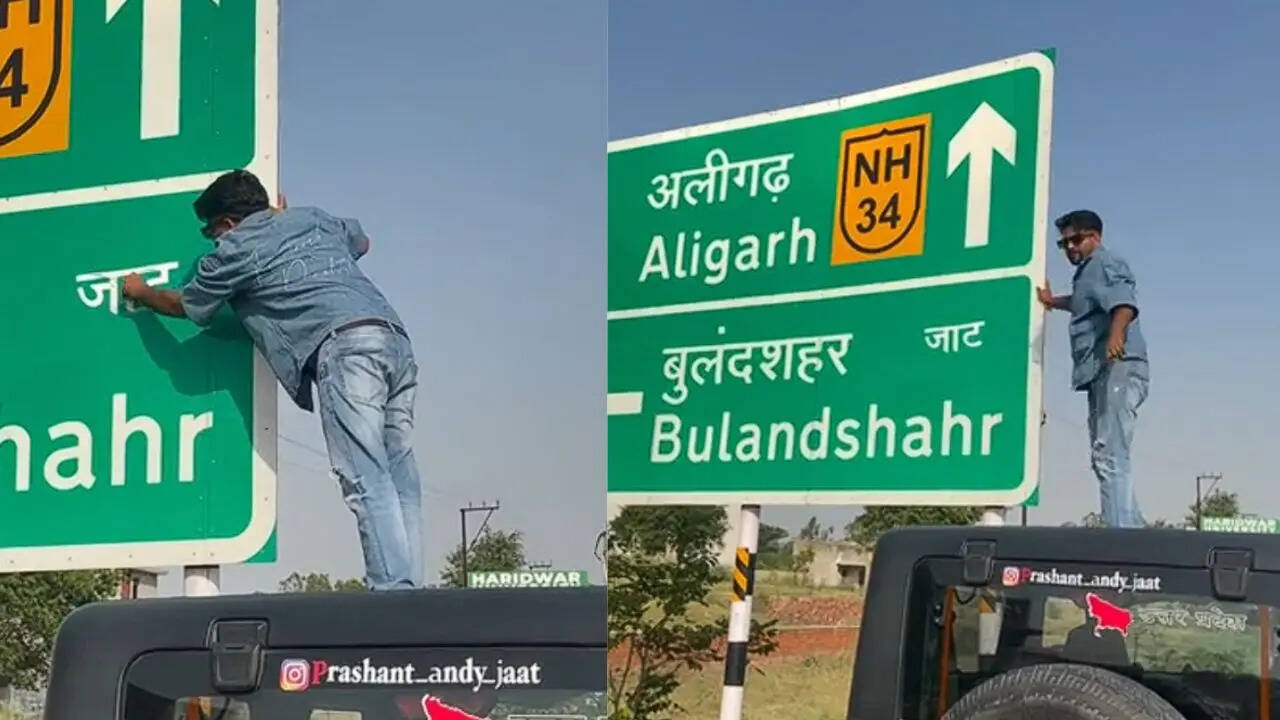 Thar owner puts 'Jaat' sticker on Aligarh–Bulandshahr signboard | Viral ...