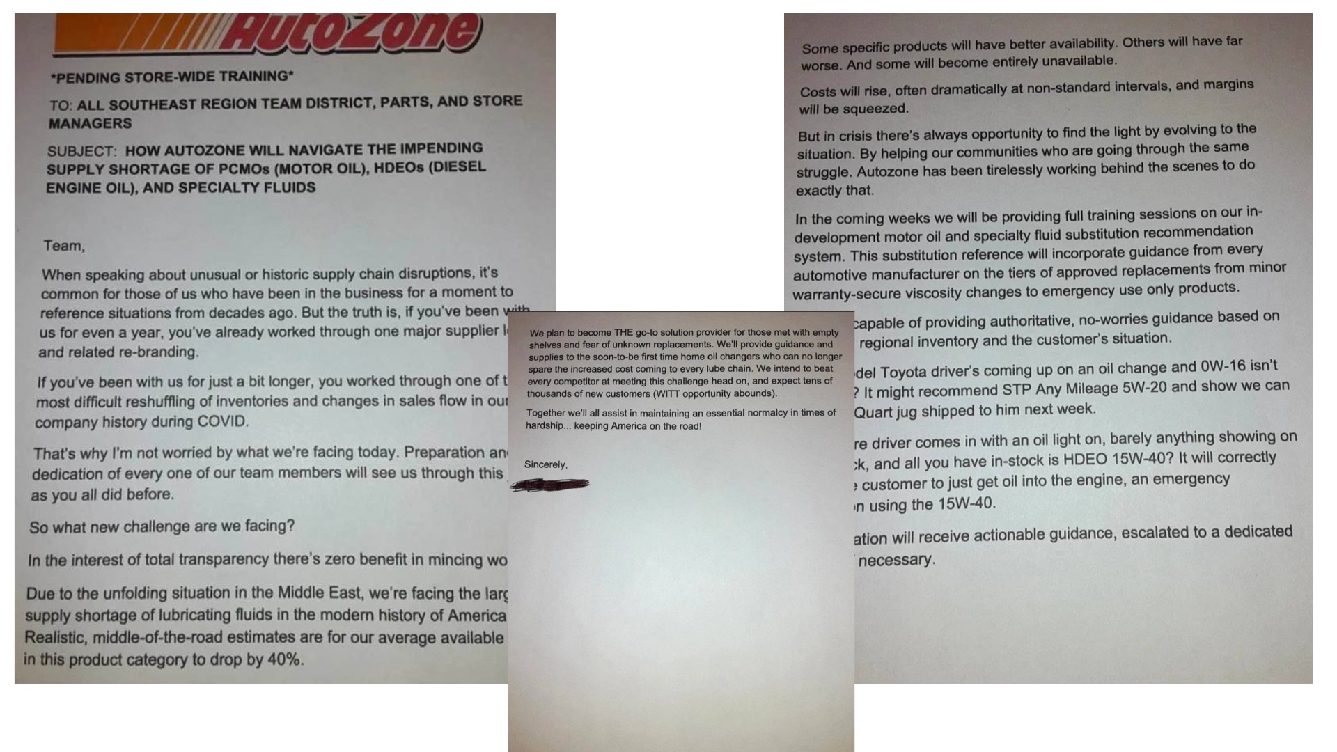 Leaked AutoZone memo warns of massive motor oil shortages as supply ...