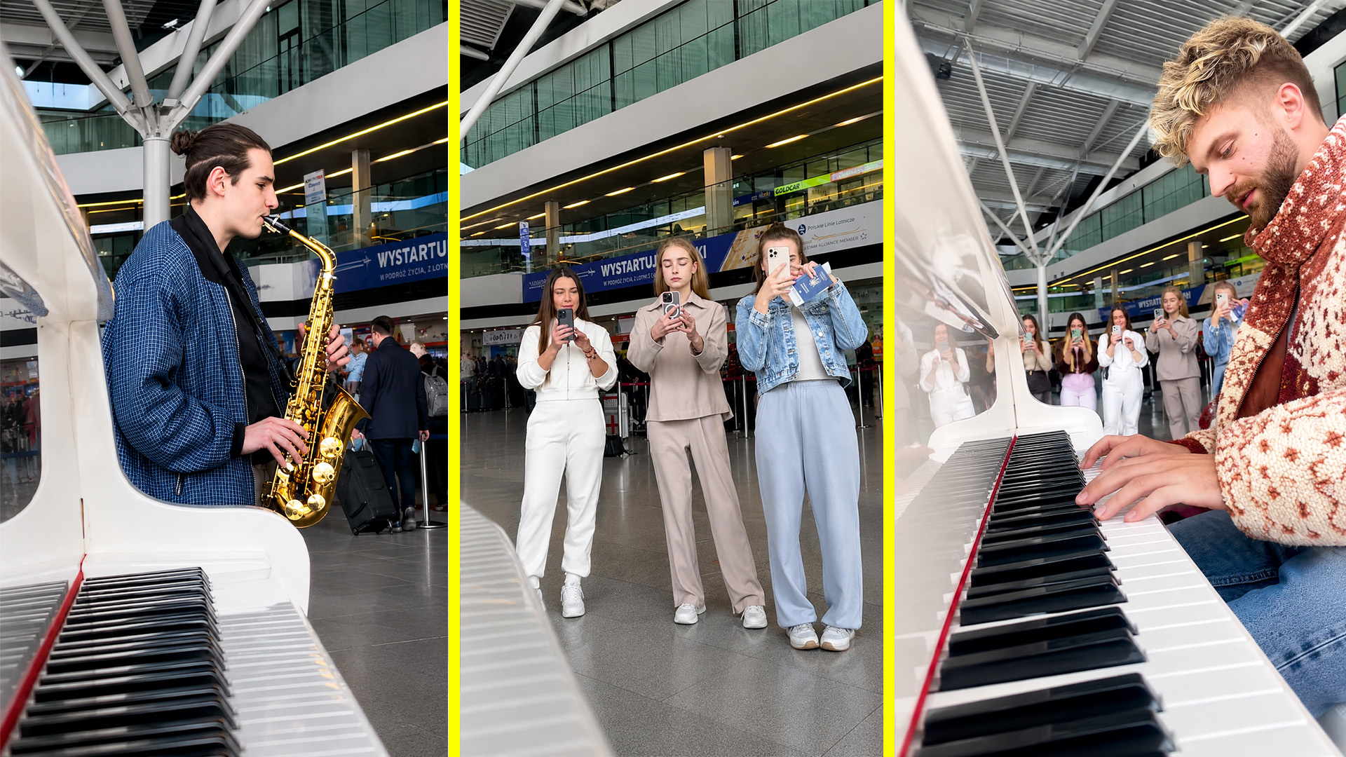 A saxophonist joined my airport piano performance