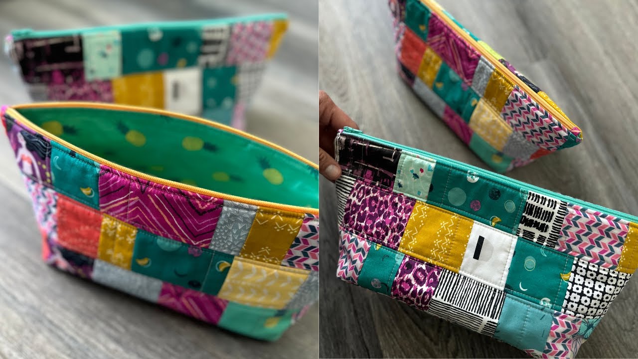 How to sew a scrappy zipper pouch tutorial with Crafty Gemini