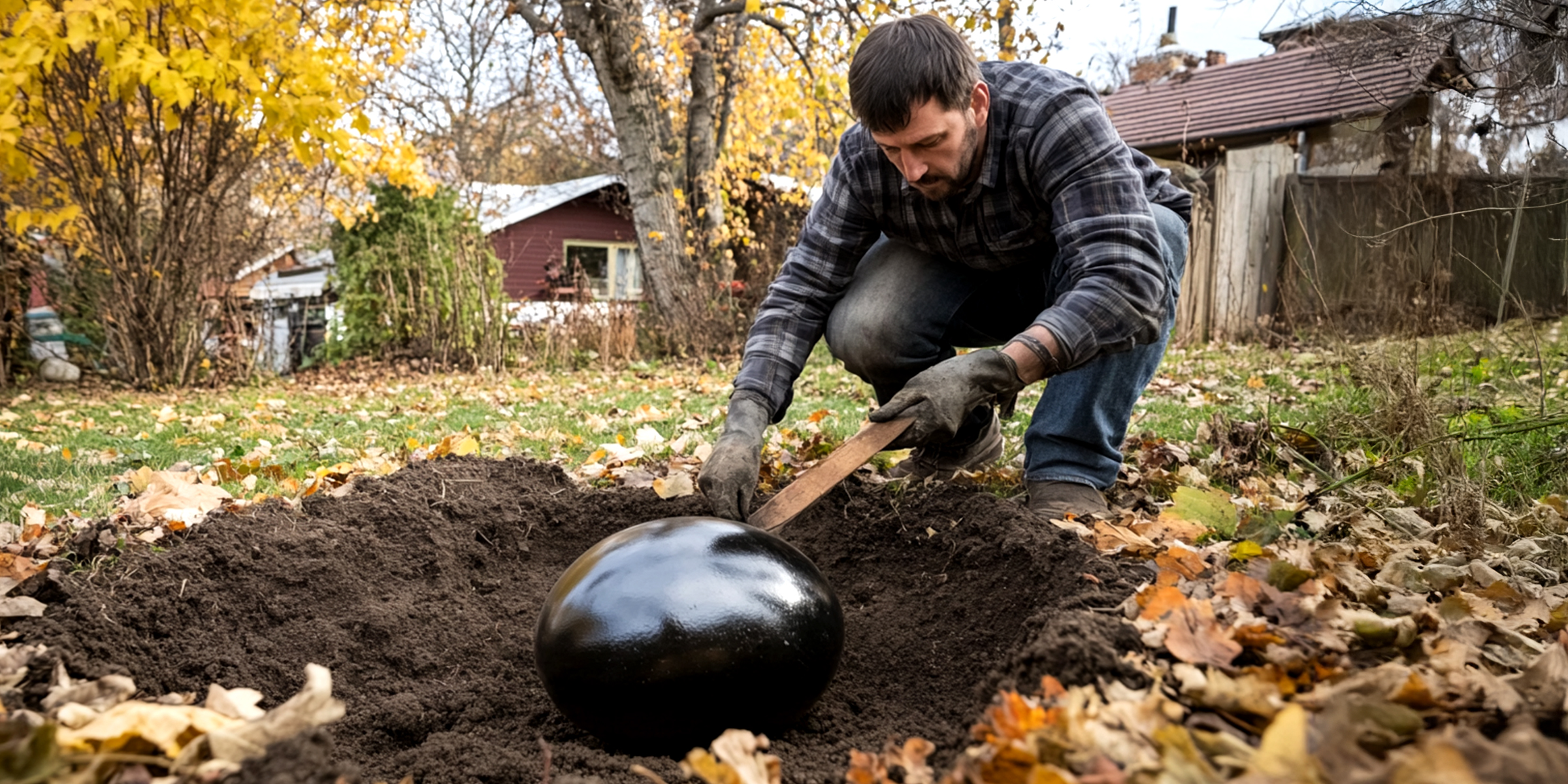 Woman comes home early and catches husband burying a mysterious black egg