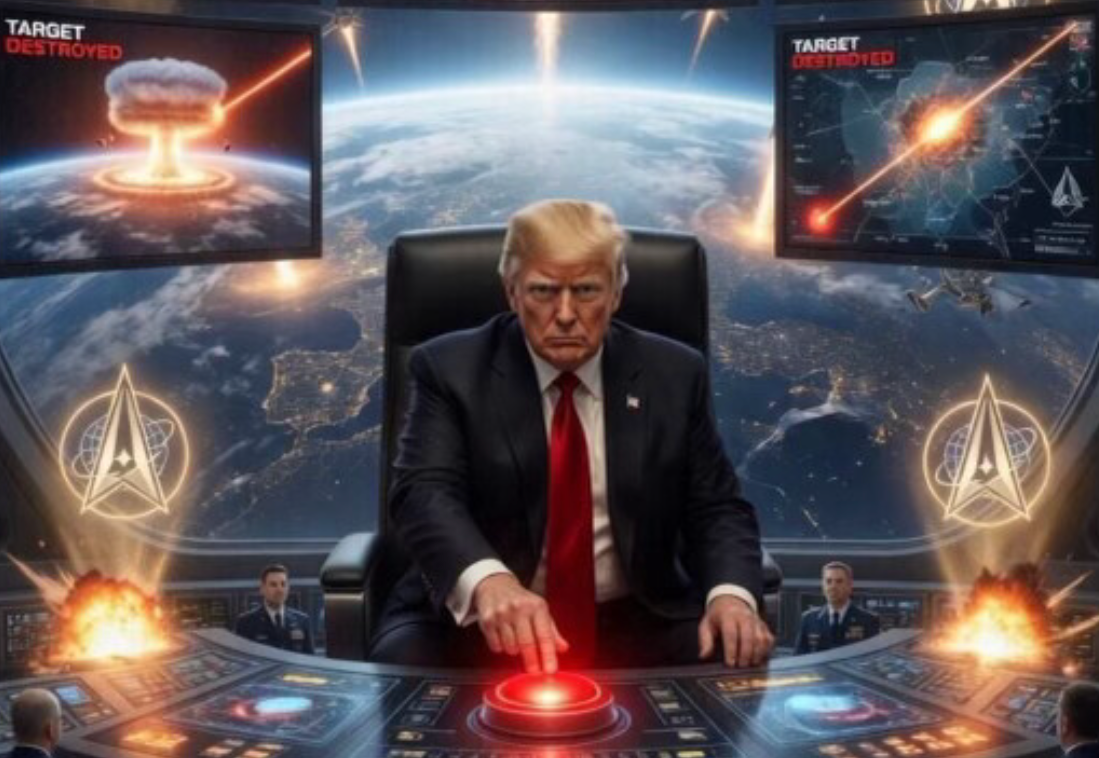 Trump posts AI images with buff alien, space lasers to Truth Social
