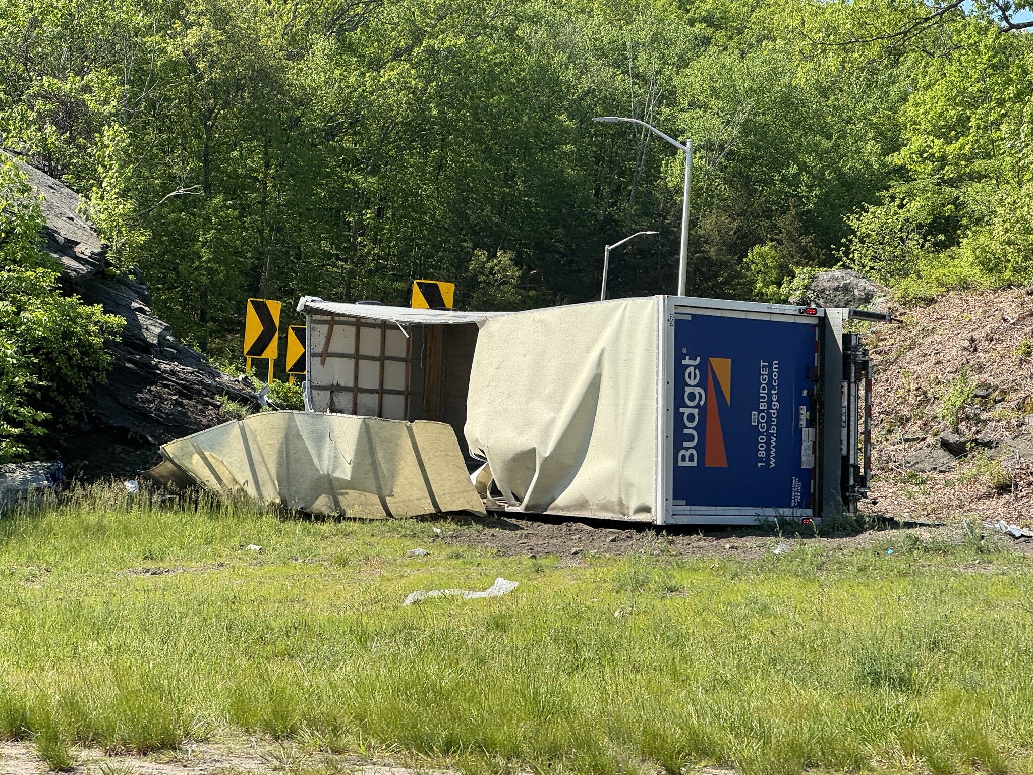 Box truck rollover crash closes Route 2 exit in Norwich