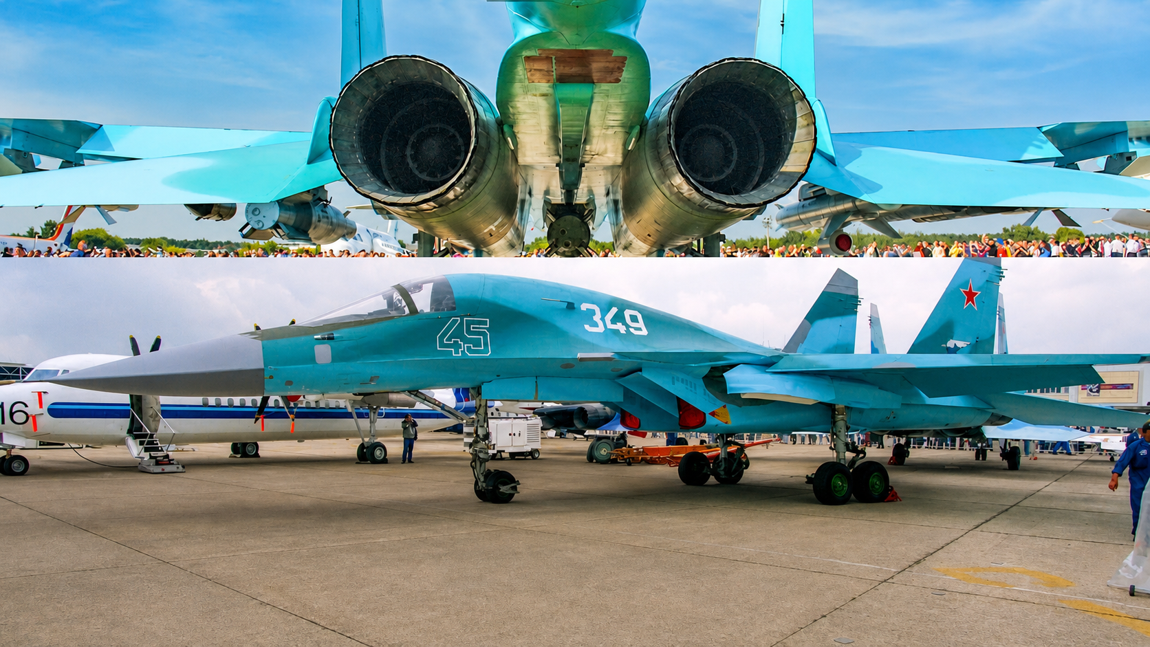 Russian Sukhoi Su-34 fighter-bomber, multi-role combat aircraft