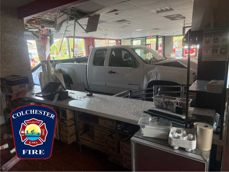 Colchester FD: Vehicle crashes into Burger King