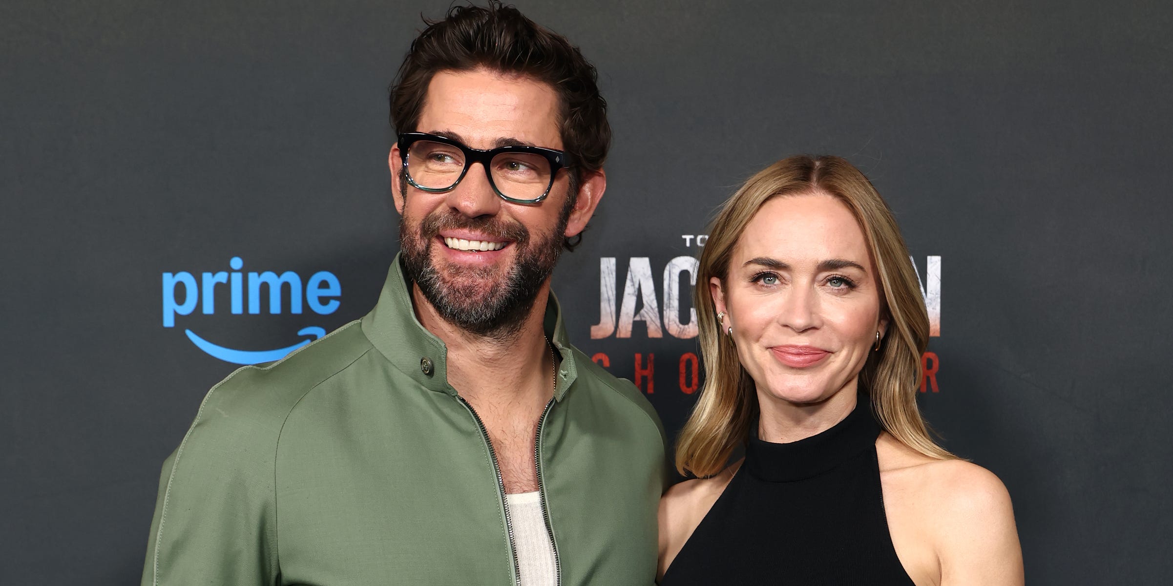Emily Blunt is fabulous in a feather LBD while supporting husband John ...