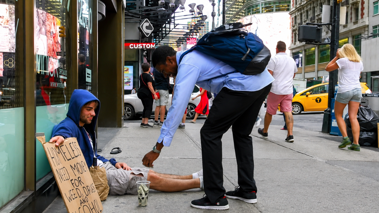Public reactions to a homeless father and a homeless drug addict