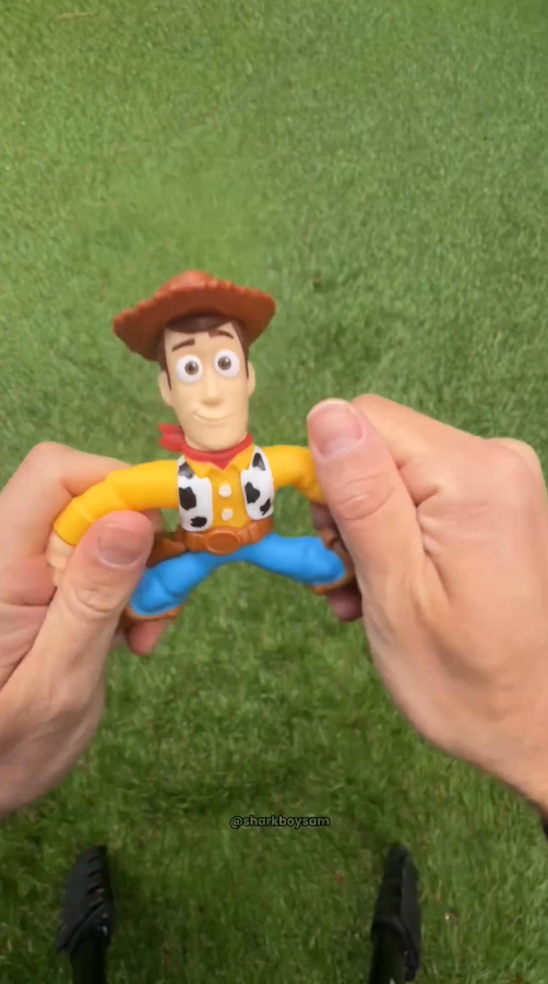 Inflating Toy Story stretch figures until they pop