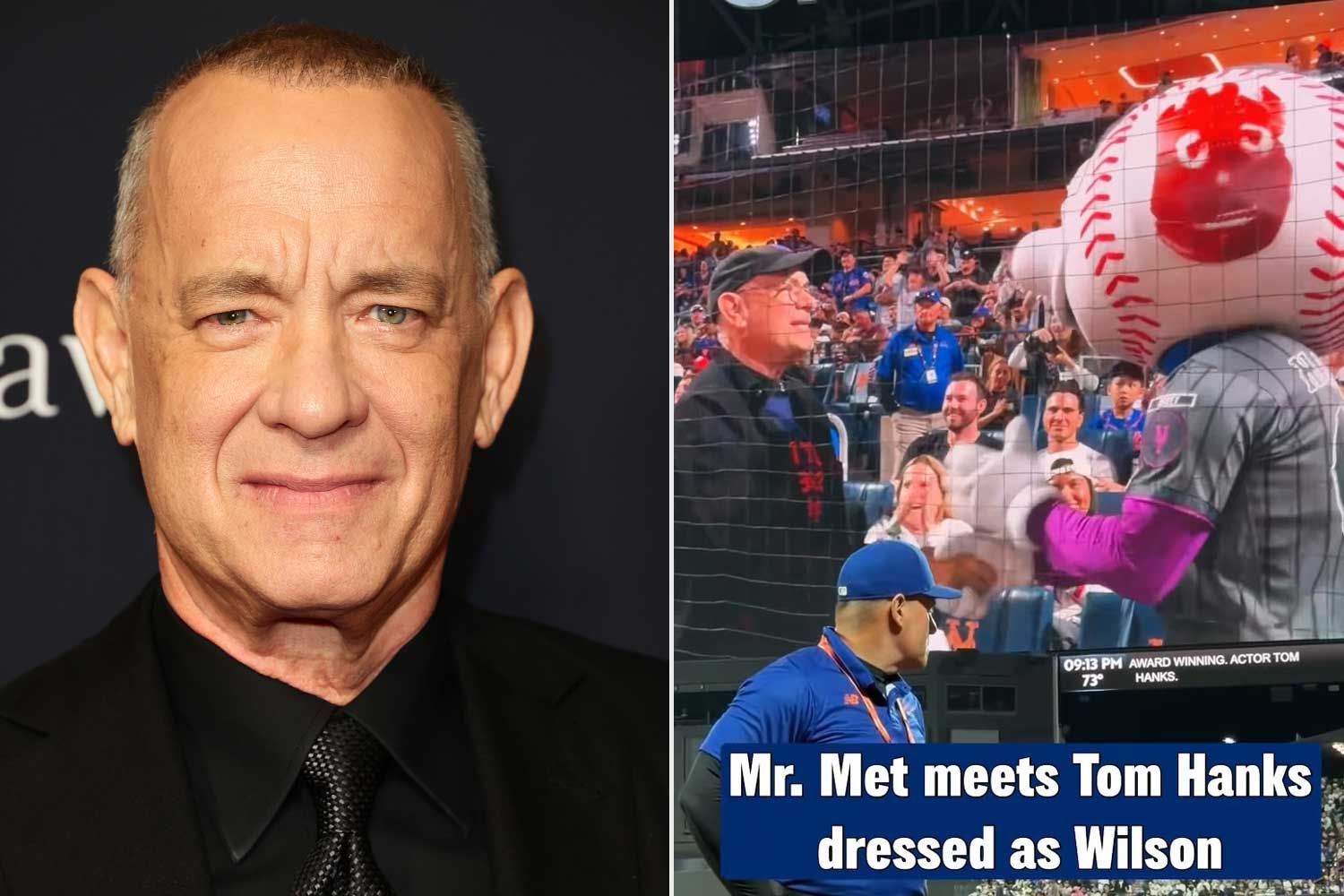 Tom Hanks attends MLB game, meets Mr. Met dressed up as his costar ...