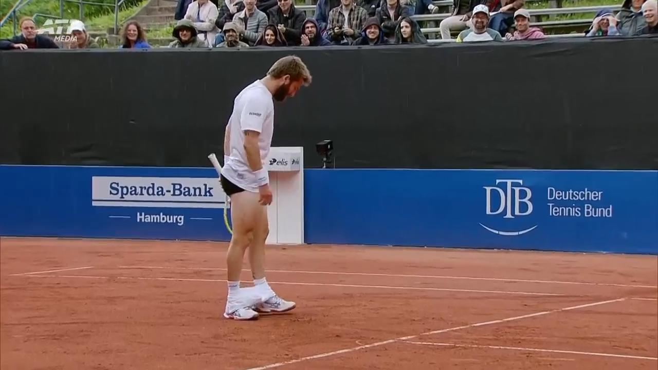 Moment: Moutet pulls down his shorts after losing a point against ...