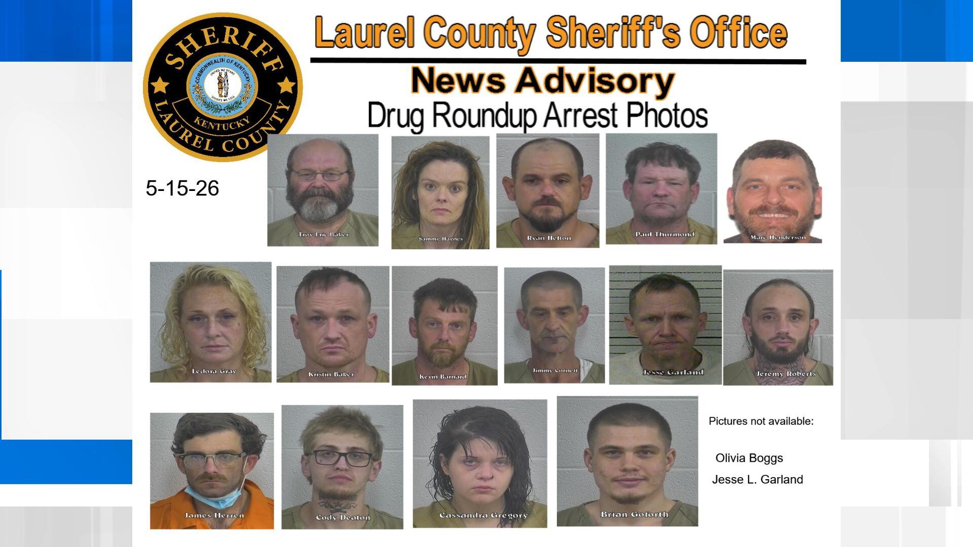 Police say 17 arrests made on drug-related charges in Laurel County