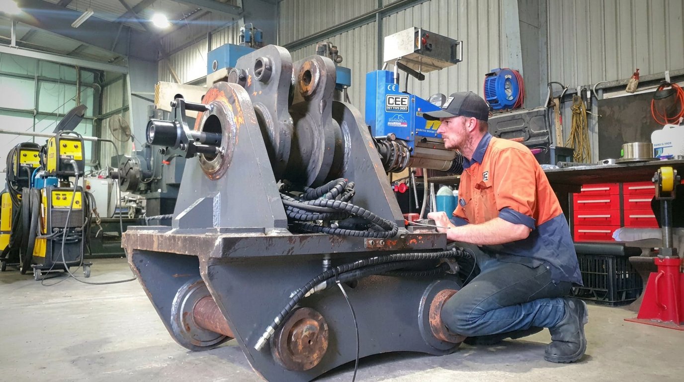 90-tonne excavator tilt bracket repair