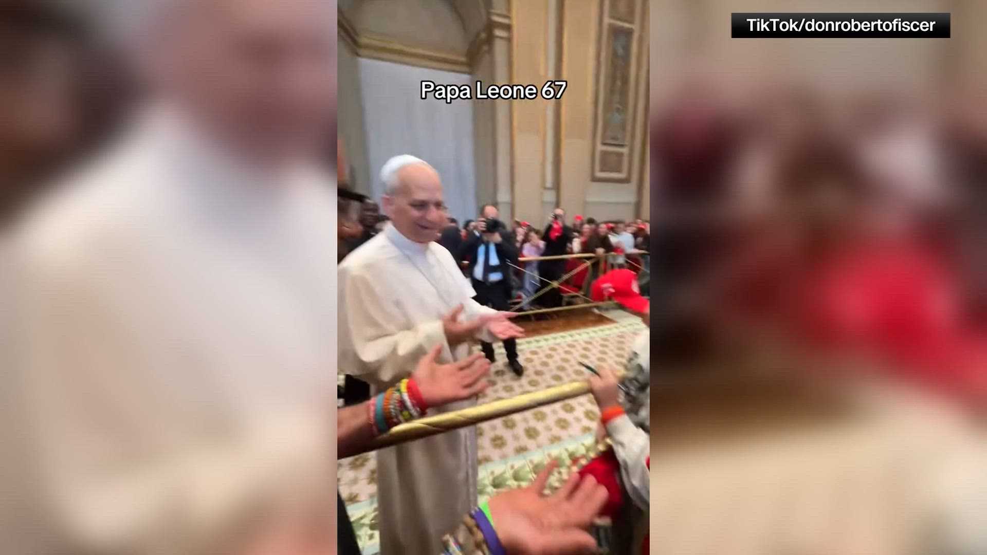 Video: Pope Leo does '6-7' hand motion for group of young Catholics at ...