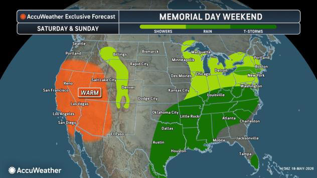 Memorial Day weekend: Downpours, storms from Texas to New England