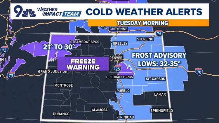 Storm brings rain, mountain snow, and freeze warning to Colorado
